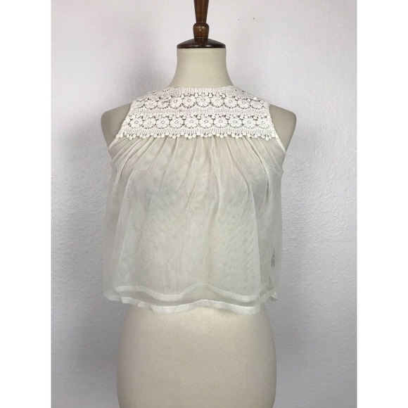 ASOS | Tops | Asos Sheer Crochet Crop Back Button Top | Poshmark